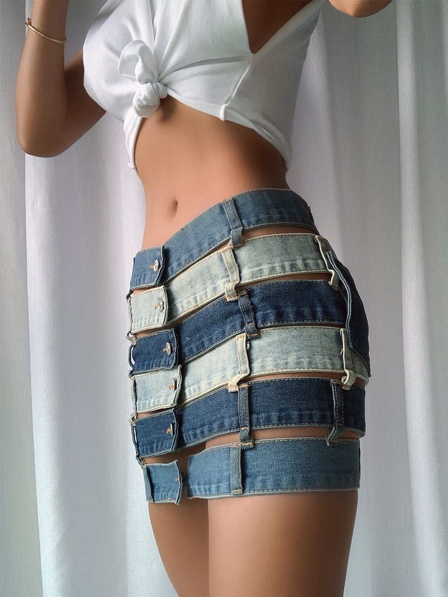 Patchwork Denim Skirt – Gofyo